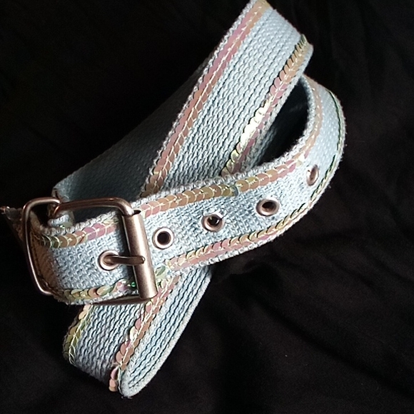Accessories | Iridescent Baby Blue Strap Belt | Poshmark